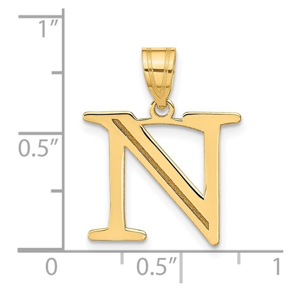 LaneMax | Jewelry | 4k Gold Polished Etched Letter N Initial Pendant ...
